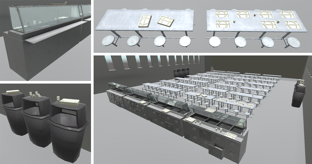 Prison Dining Room Equipment | 3D Furniture | Unity Asset Store