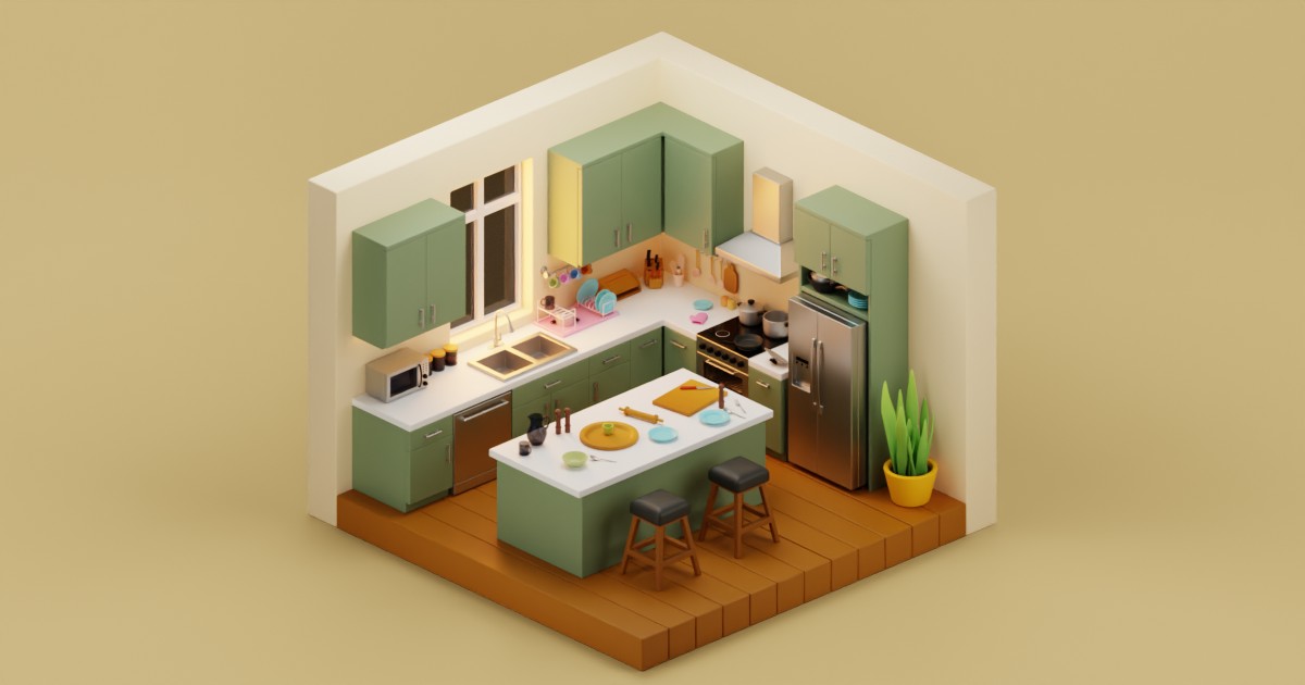 Cozy Kitchen Interior Props & Modular Parts 2 | 3D Props | Unity Asset ...