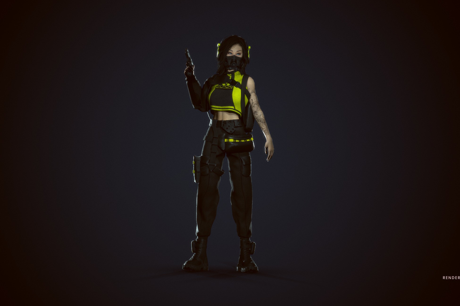 Asian Cyberpunk Girl With Pistol | Characters | Unity Asset Store