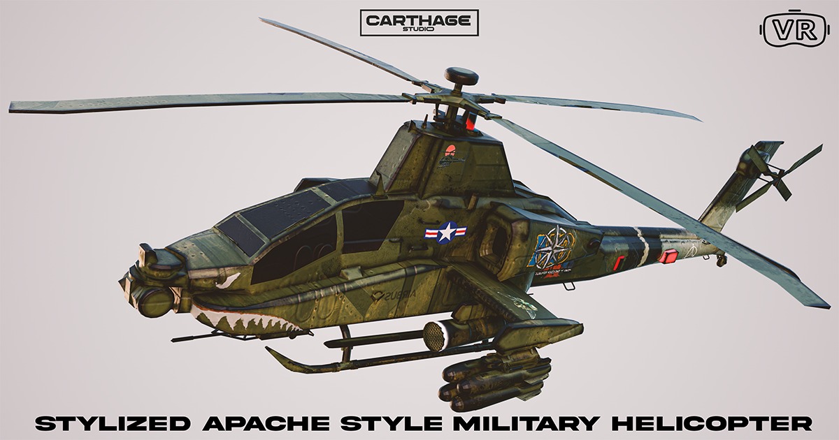 Stylized Apache Style Military Helicopter | 3D Air | Unity Asset Store