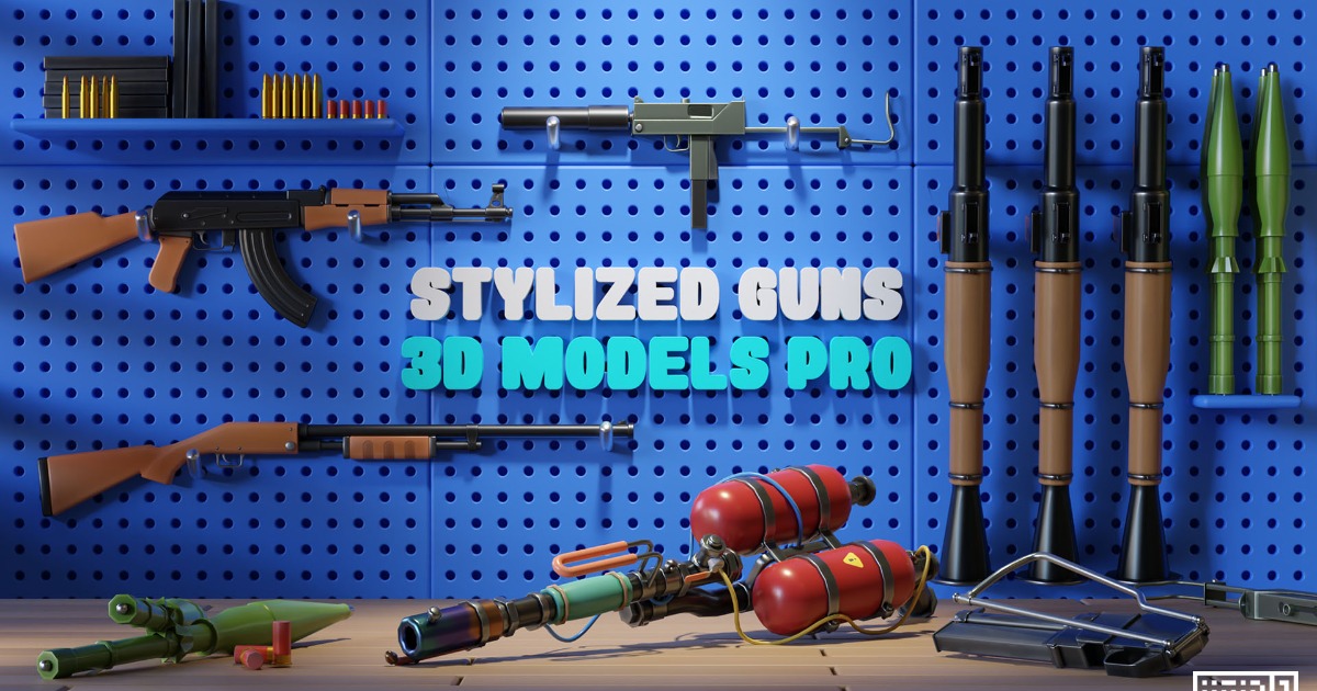 Stylized Guns 3D Model | 3D Guns | Unity Asset Store