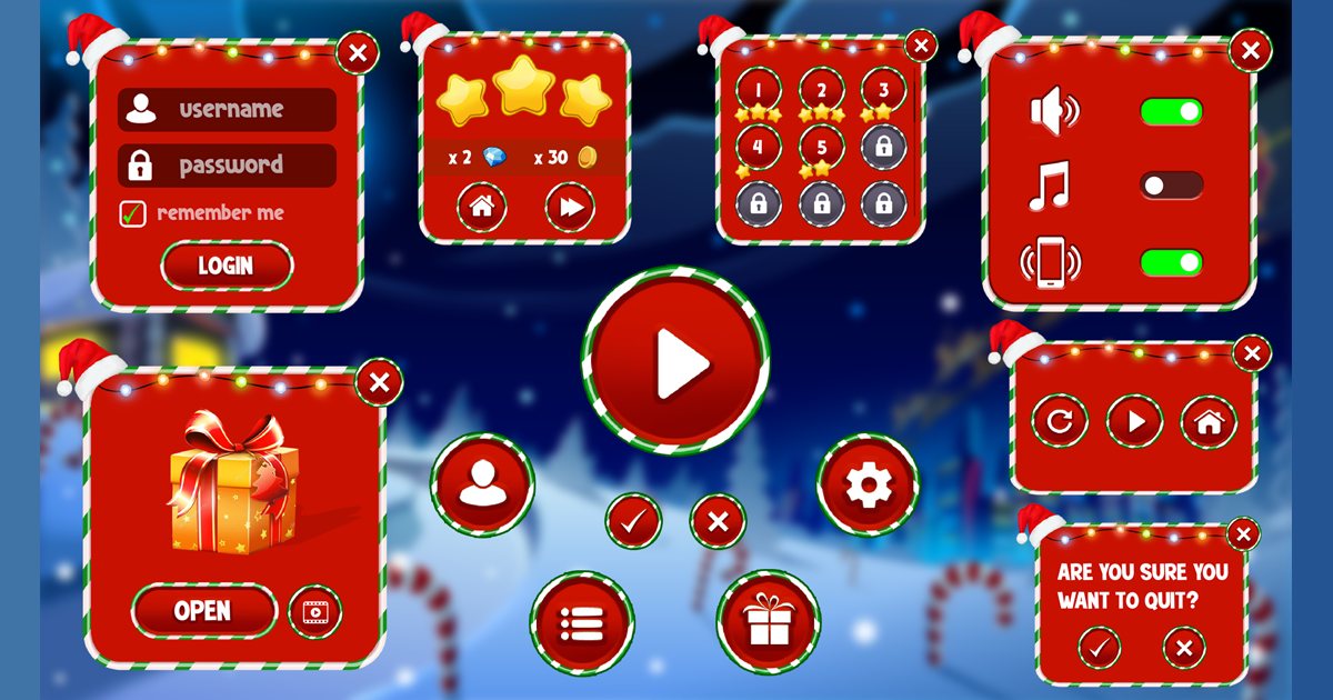 Frozen Christmas UI Kit -- Hyper Casual Game | 3D GUI | Unity Asset Store