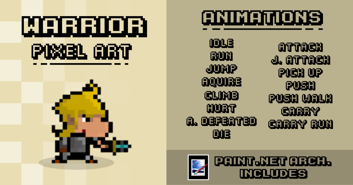 PIXEL ART WARRIOR | 2D Characters | Unity Asset Store