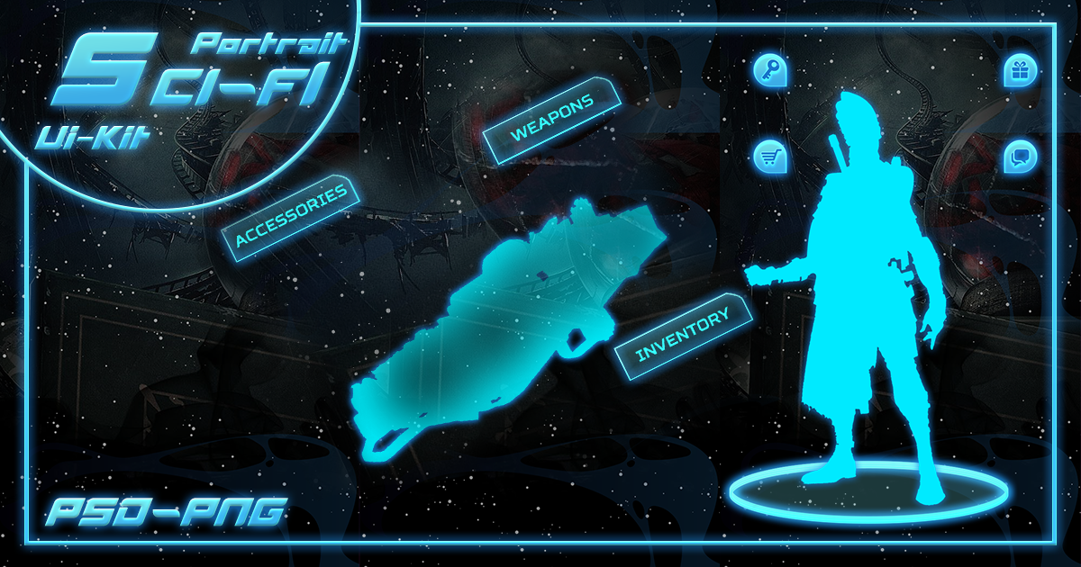 SCI-FI UI Package - Portrait Space GUI Pack | 2D GUI | Unity Asset Store