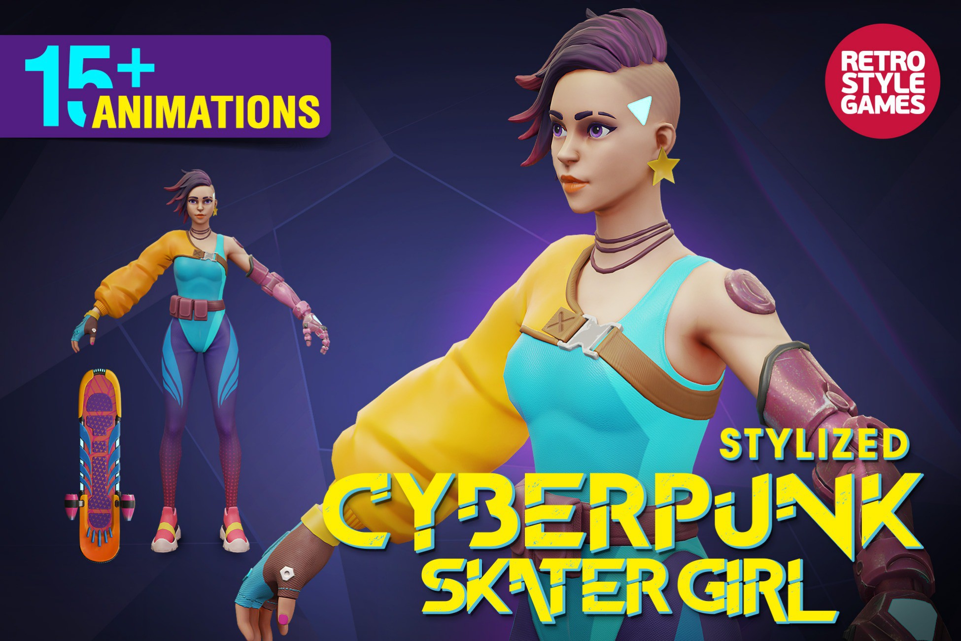 Stylized Cyberpunk 3D Animated Female Character | 3D Characters | Unity ... Stylized Cyberpunk 3D Animated Female Character | 3D Characters | Unity ...