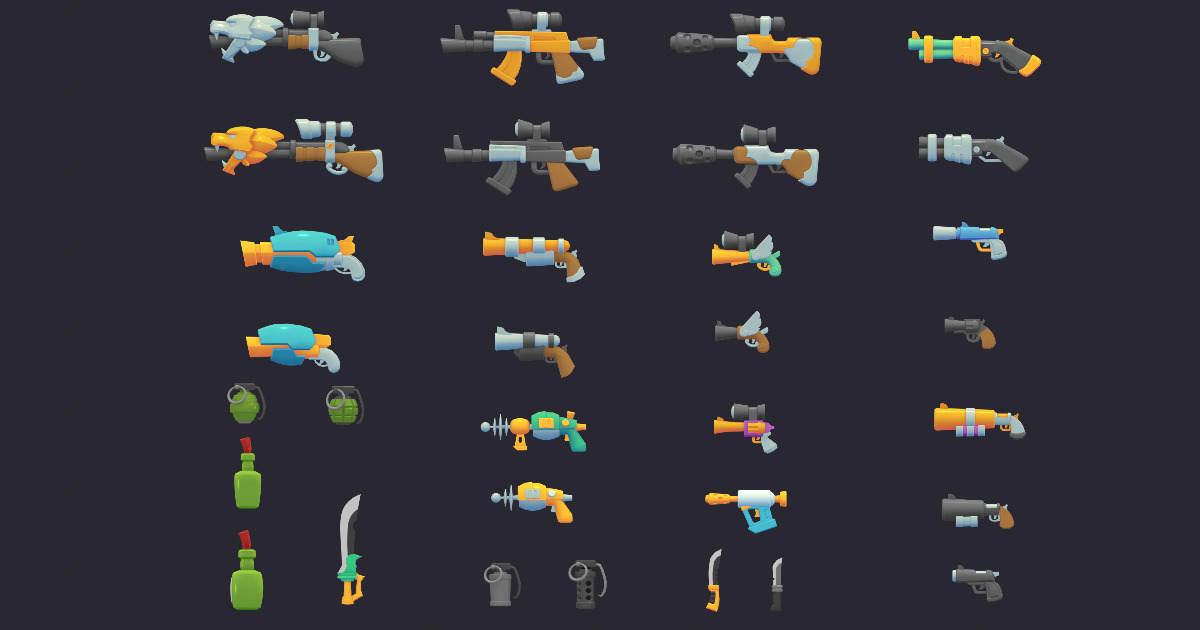 Low Poly Stylized Weapon Pack - 3D Game Kit | 3D Weapons | Unity Asset ...
