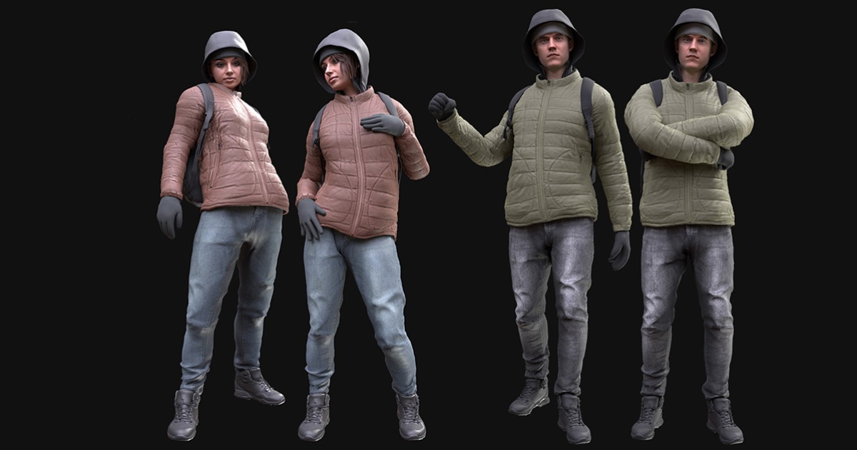 Collection 6 - Man/Woman Winter Outfits - Rigged | 3D Characters ...