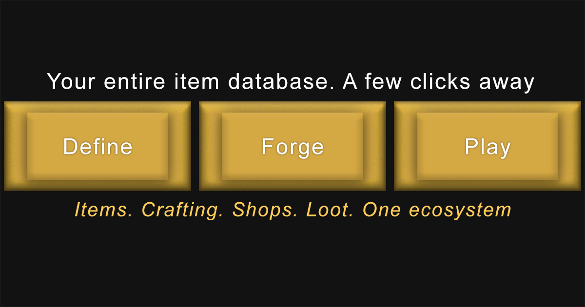 Simple Item Forge: No-Code Item, Crafting, Shop & Loot Generator w ...