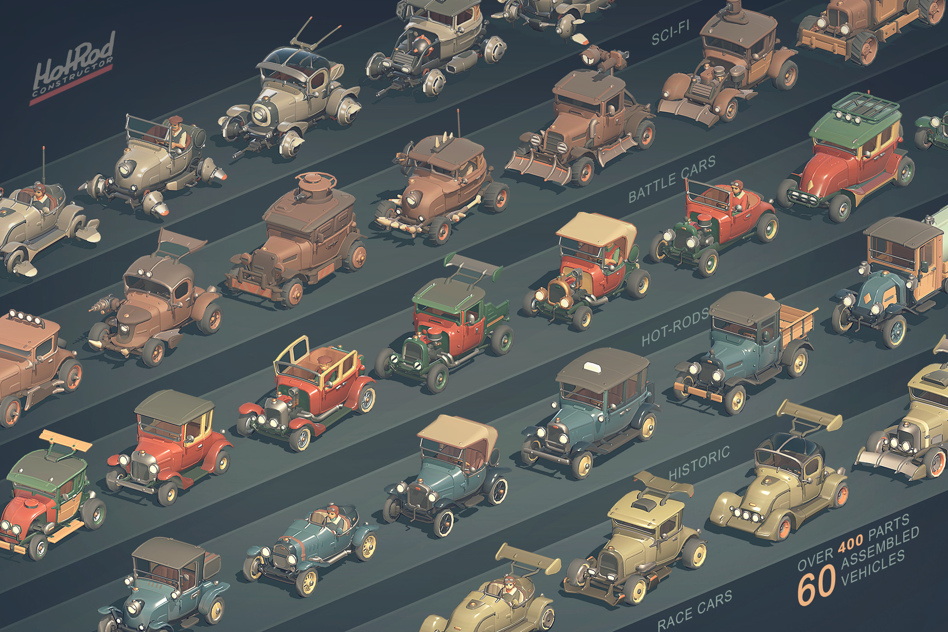 Hot Rod Constructor: Modular Battle Cars | 3D 지상 | Unity Asset Store