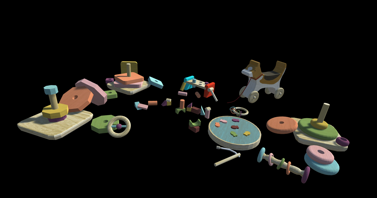 Low-Poly Wooden Kid's Toys | 3D Interior | Unity Asset Store