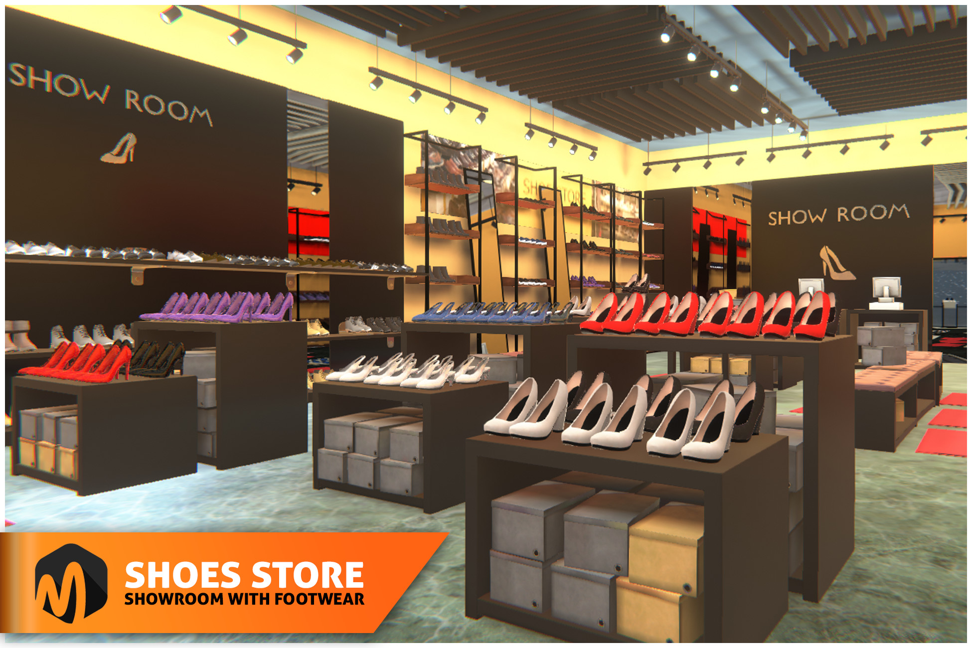 Shoes store - showroom with footwear | 3D 内饰 | Unity Asset Store