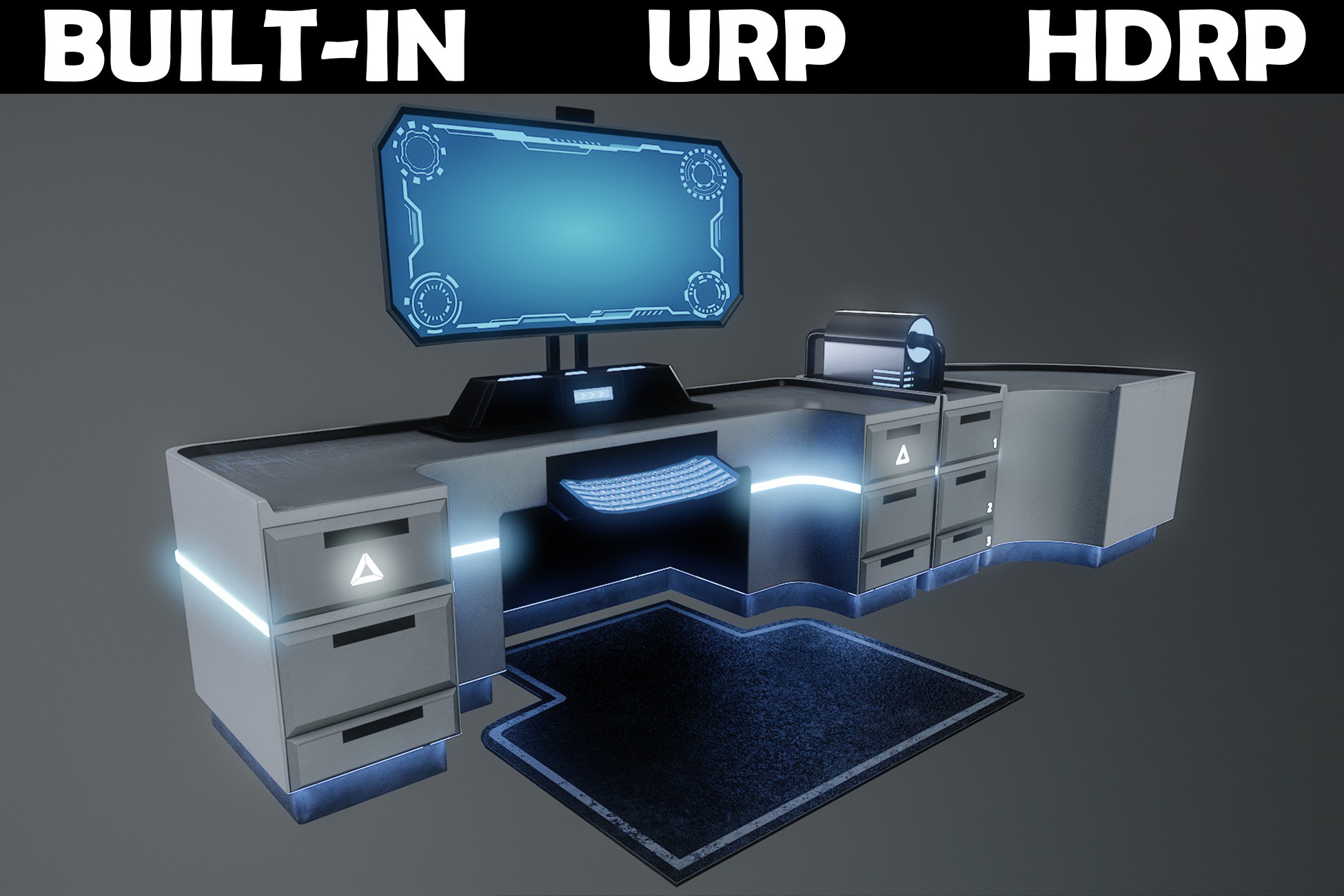 Futuristic Modular Desks – Sci-Fi Workspace Set | 3D Furniture | Unity ...