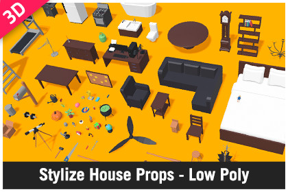 Stylize House Props - Low Poly | Unity AssetStore Price down information