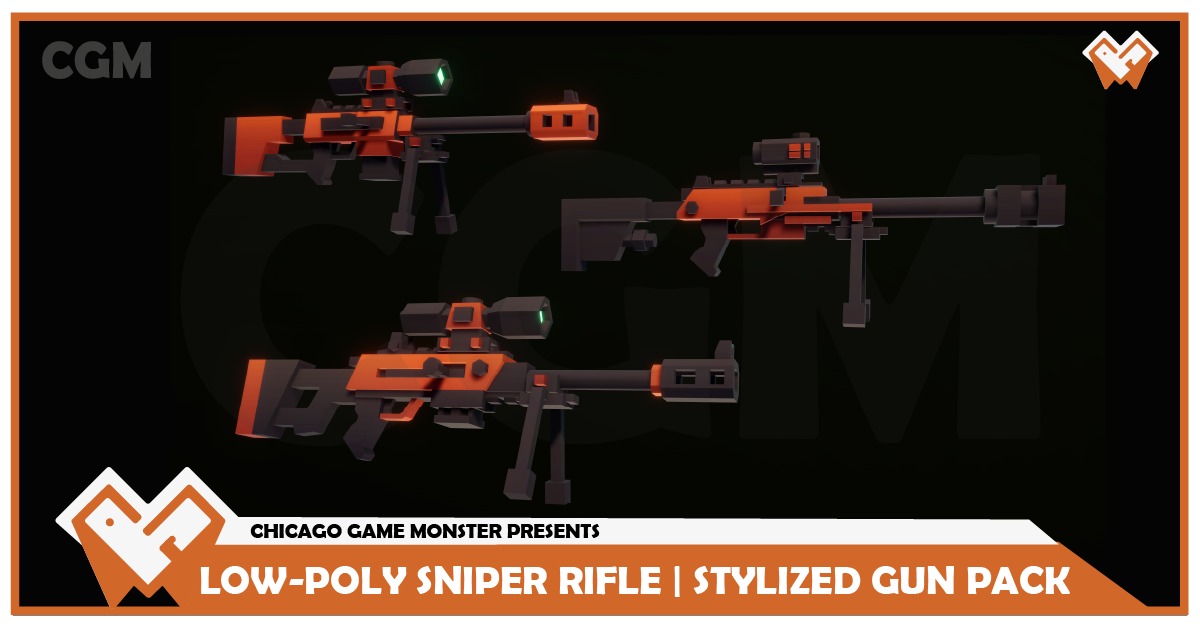 Low-Poly Sniper Rifle | Stylized Gun Pack | 3D Guns | Unity Asset Store