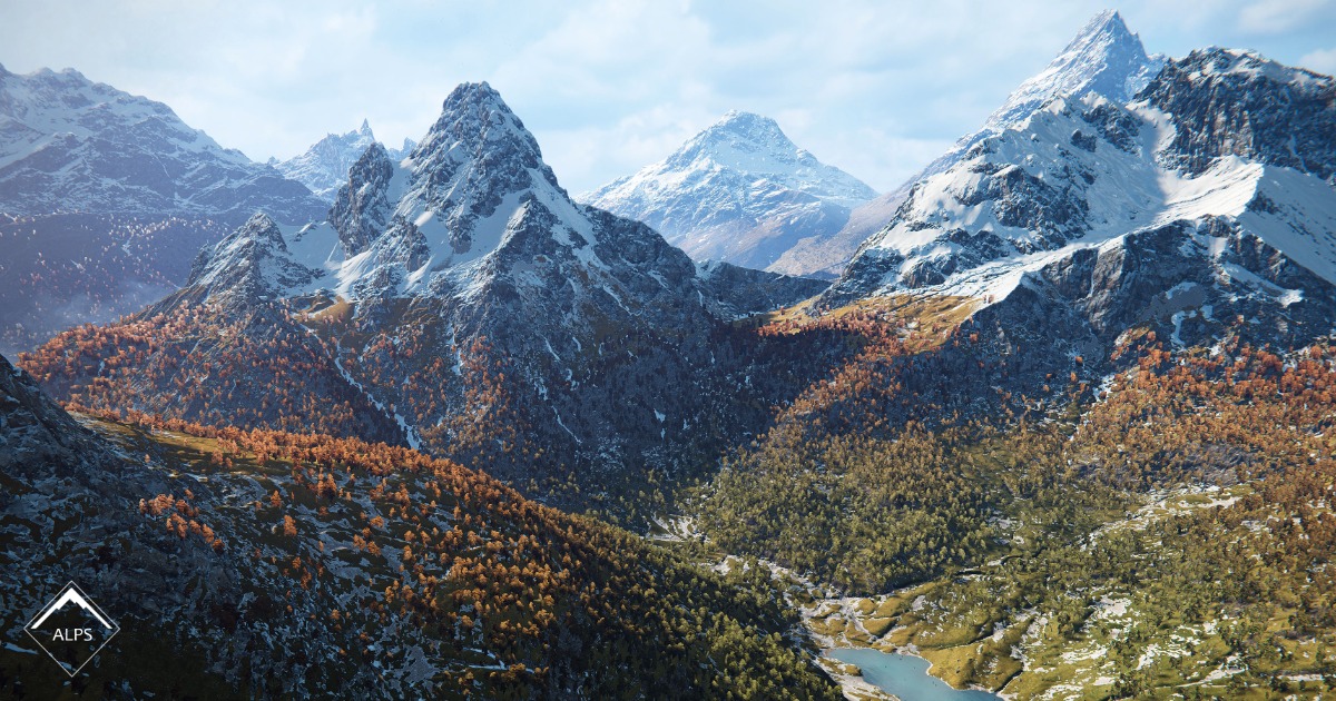Snowy Peaks and Forest Valley Environment (BUILT-IN version) | 3D ...