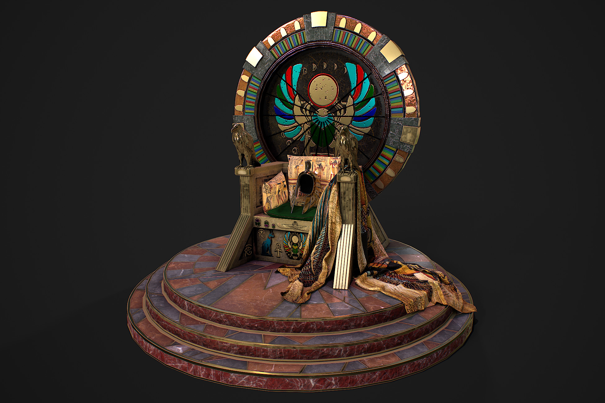 Egyptian throne with accessories by Nicu_Tepes_Vulpe