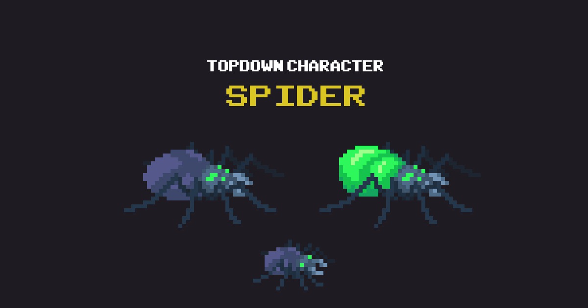 Spiders - Top Down Pixel Art Characters | 2D Characters | Unity Asset Store