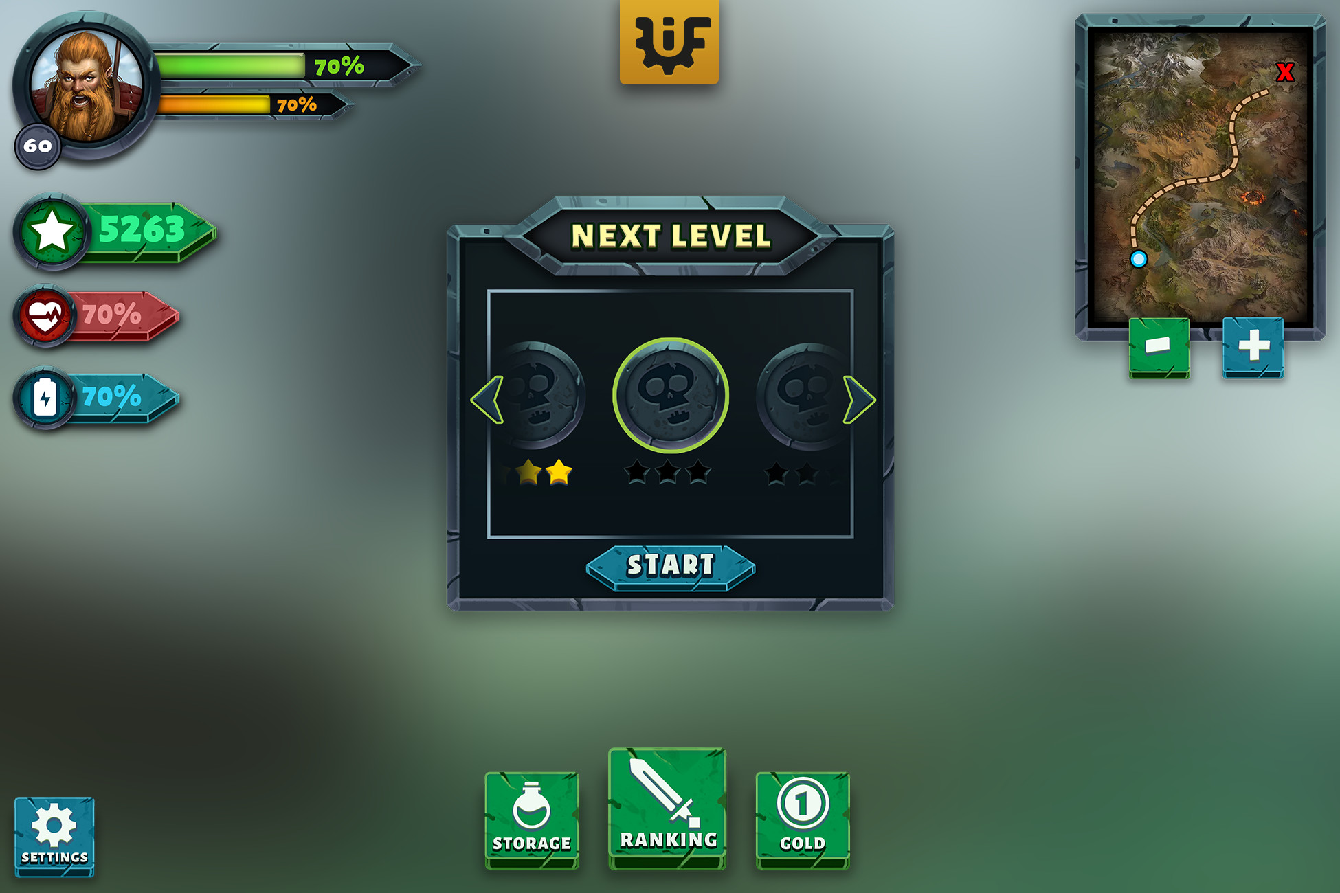 Dungeon Green Medieval UI | 2D GUI | Unity Asset Store