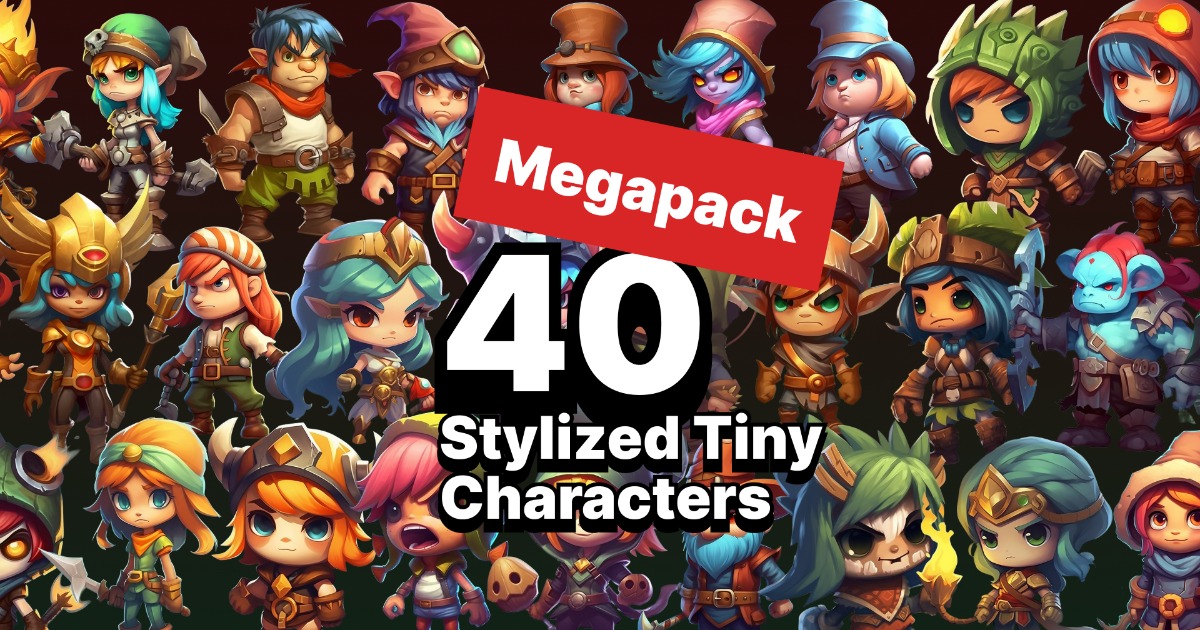 Tiny fantasy cartoon stylized male and female characters drawn style vol.3 | 2D Characters ...