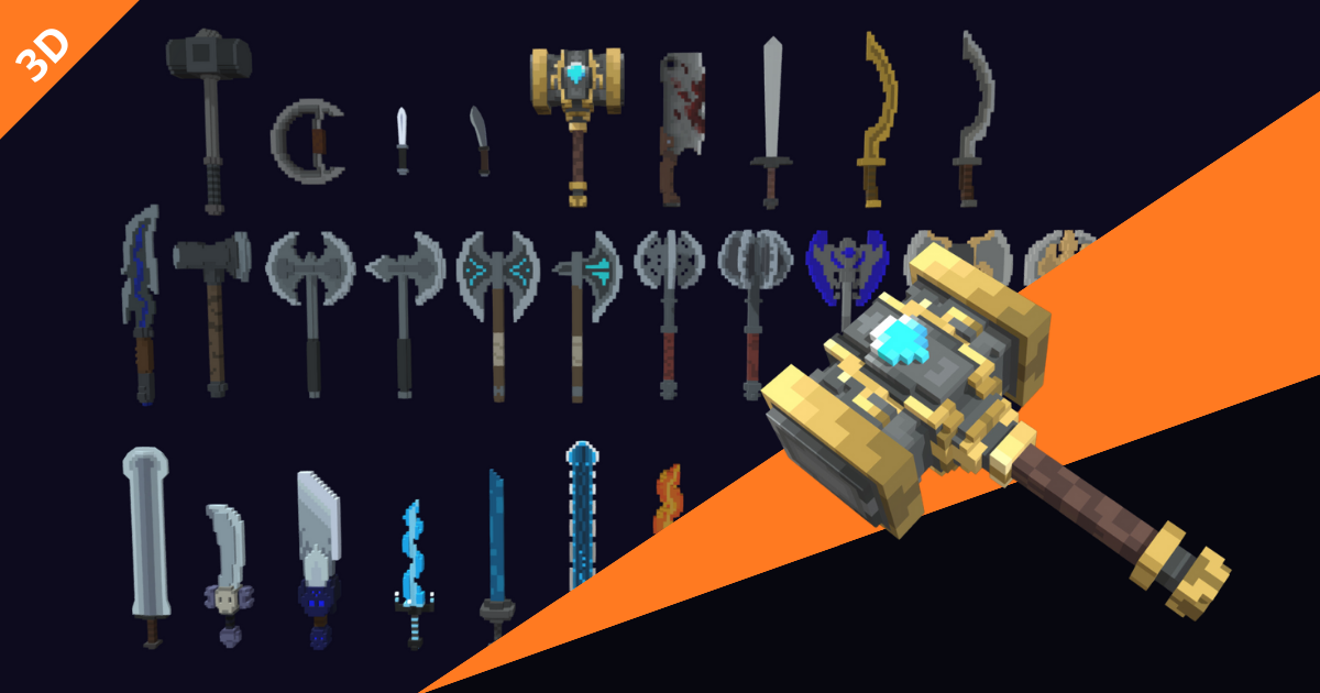 Voxel Weapons Pack - 3D Lowpoly Weapons | 3D Weapons | Unity Asset Store