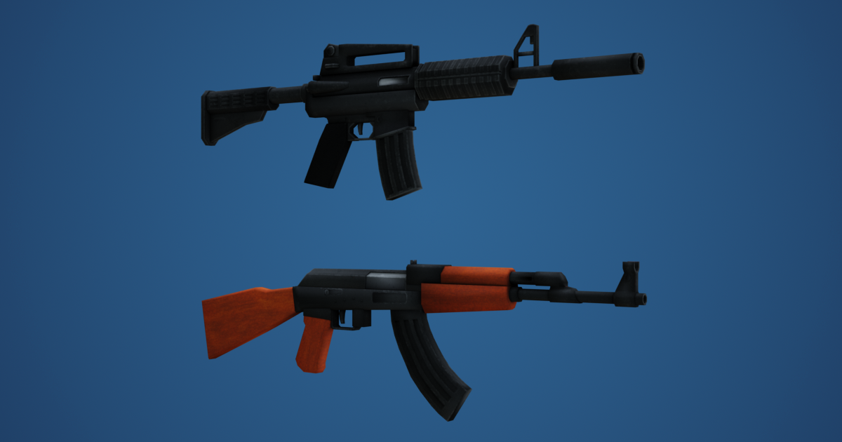 Low Poly Stylized Machine Guns | 3D Guns | Unity Asset Store