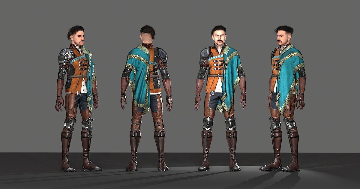 Fantasy man in leather and steel armor | Characters | Unity Asset Store