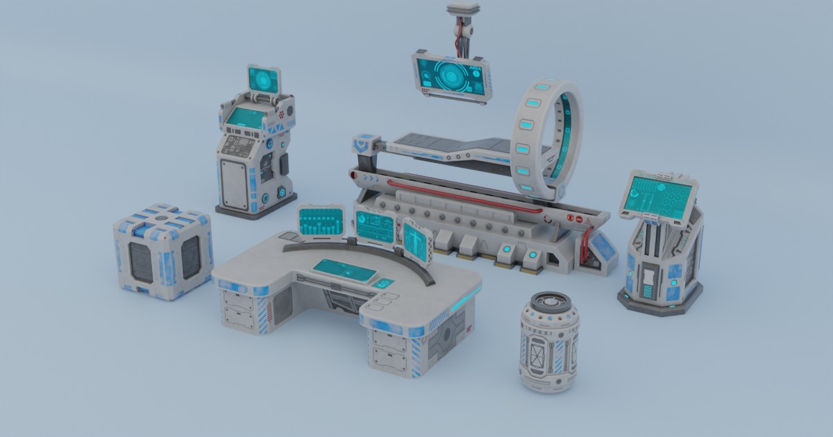 3D scifi elements small pack 001 | 3D Sci-Fi | Unity Asset Store