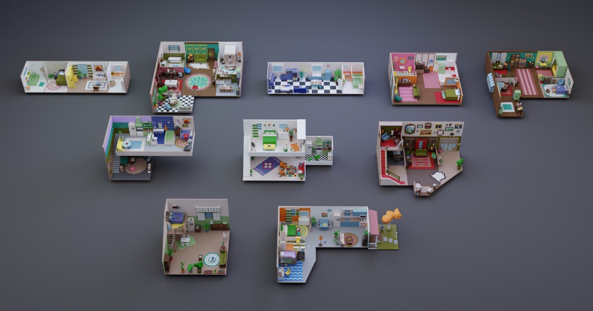 Low Poly Retro Apartments Interiors Pack | 3D Environments | Unity ...