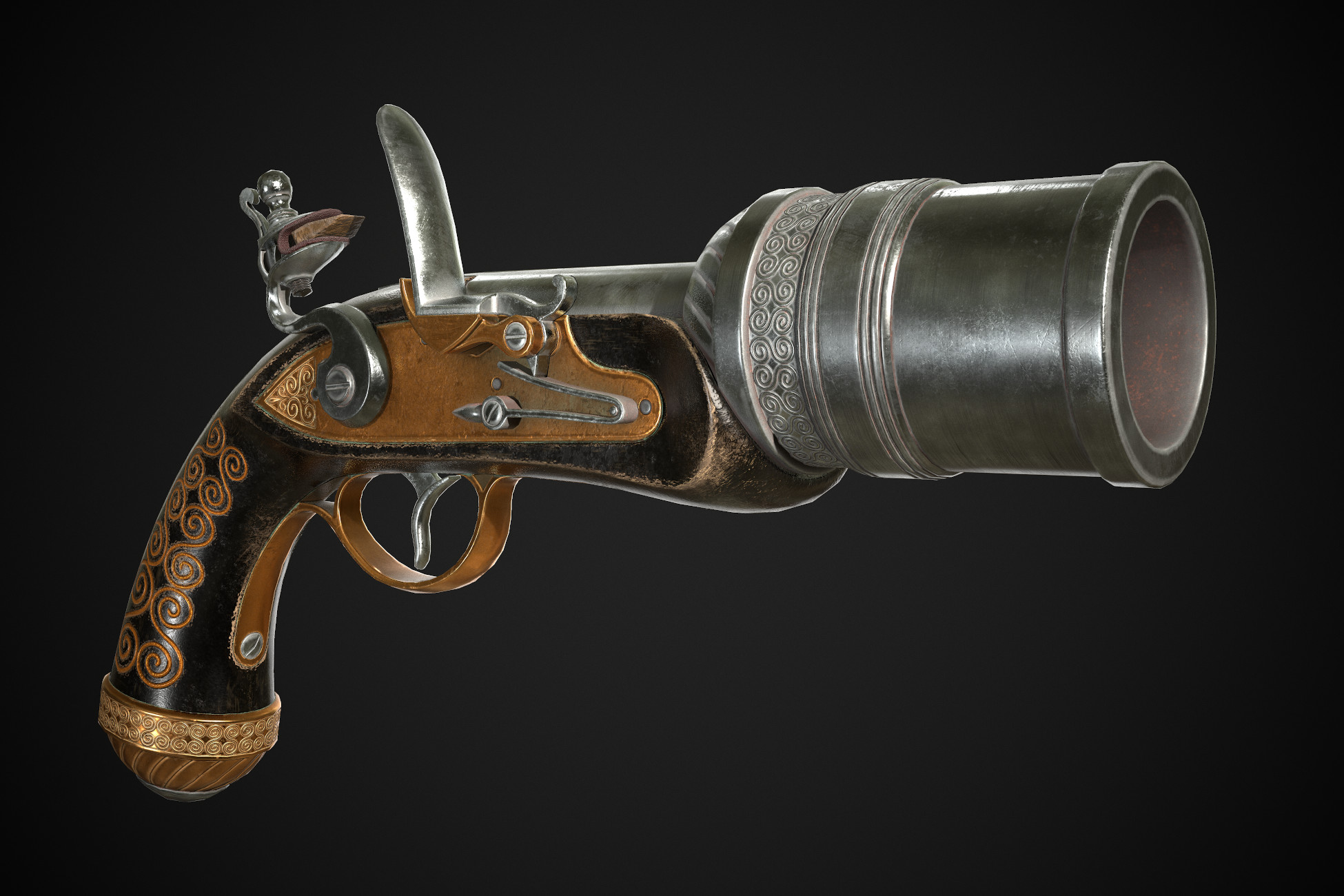Flintlock Grenade Launcher 01 Black | 3D Guns | Unity Asset Store