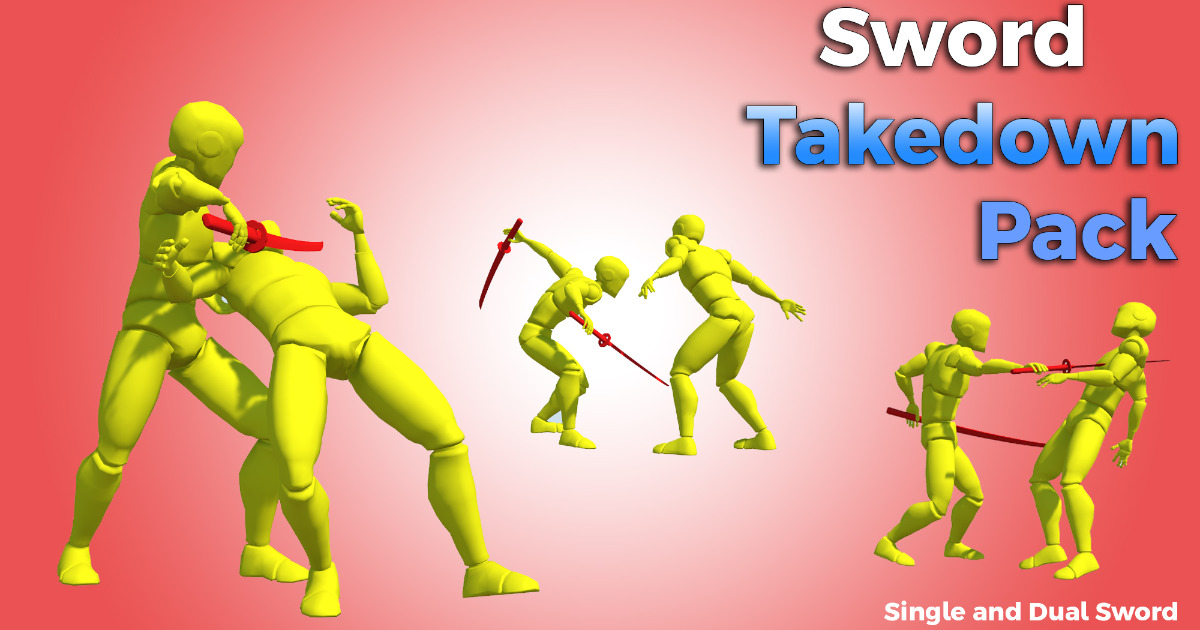Stylized Sword Takedown Pack (Single + Dual Sword) | 3D Animations ...