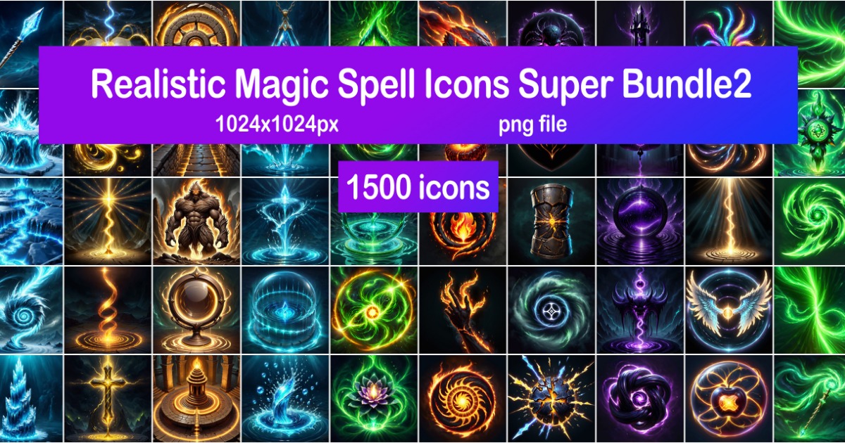 Realistic Magic Spell Icons Super Bundle2 | 2D Icons | Unity Asset Store