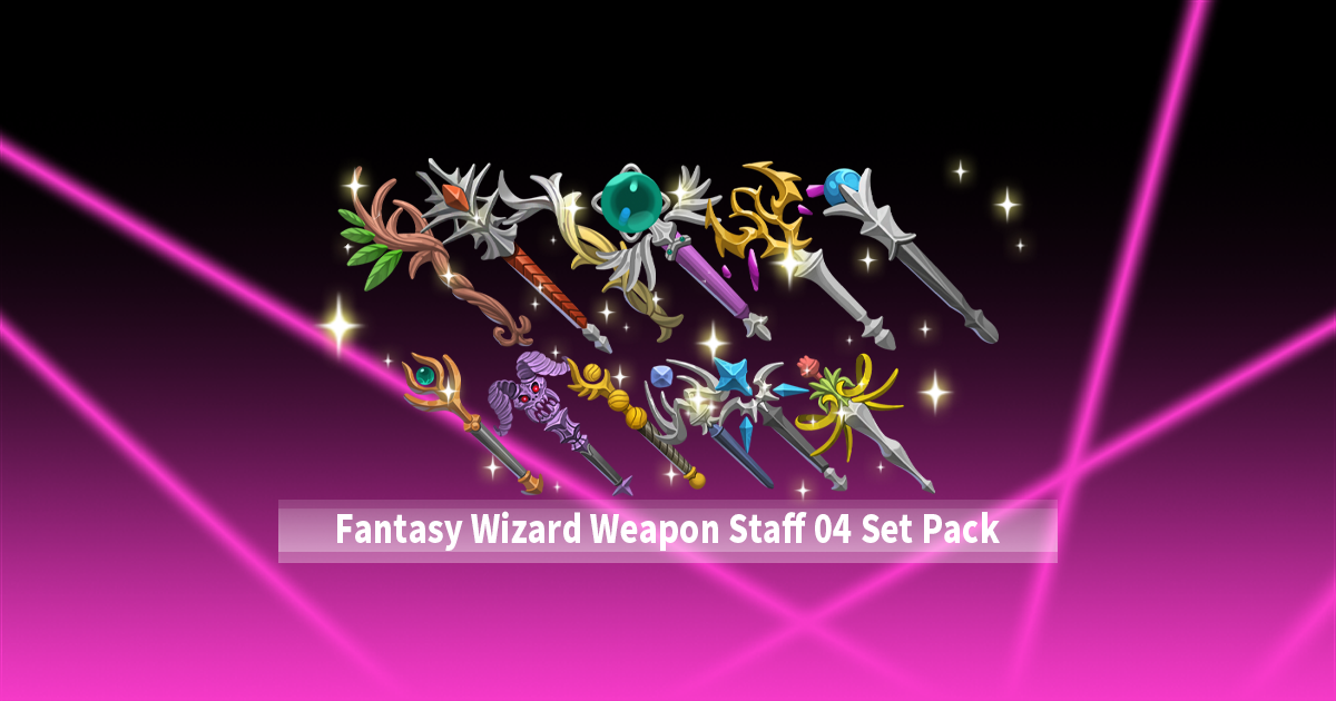 Fantasy Wizard Weapon Staff 04 Set Pack | 2D Icons | Unity Asset Store