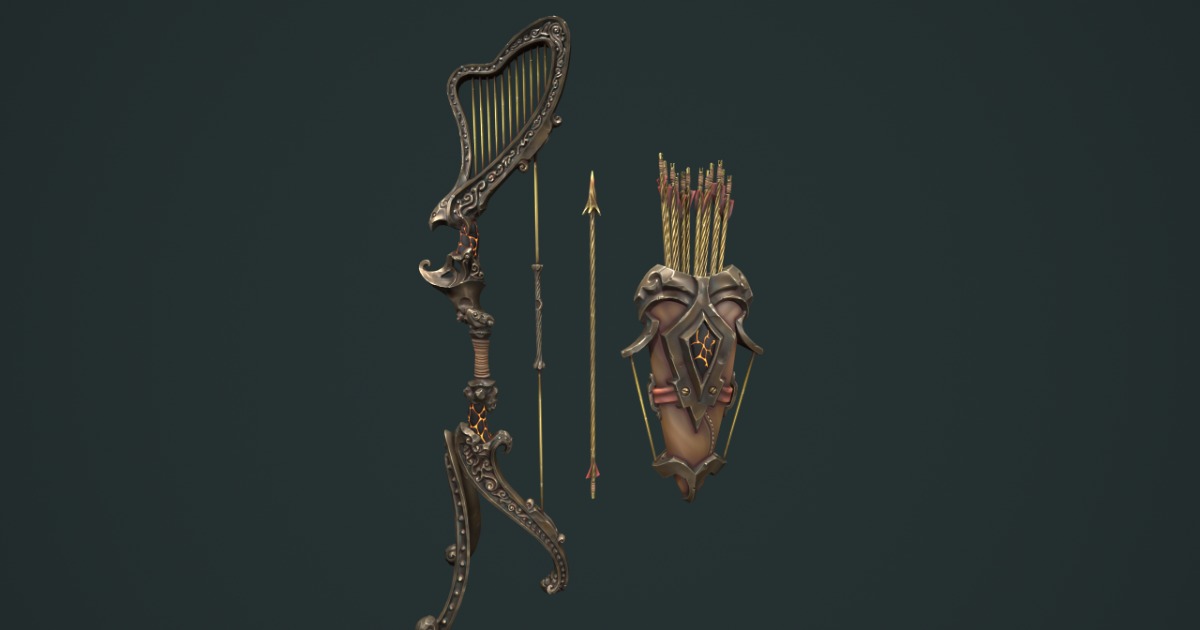 Harp bow quiver arrow | 3D Weapons | Unity Asset Store