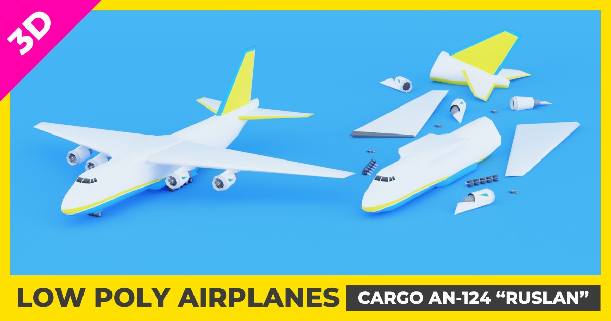 Low Poly Airplanes - Cargo AN-124 "Ruslan" | 3D Air | Unity Asset Store
