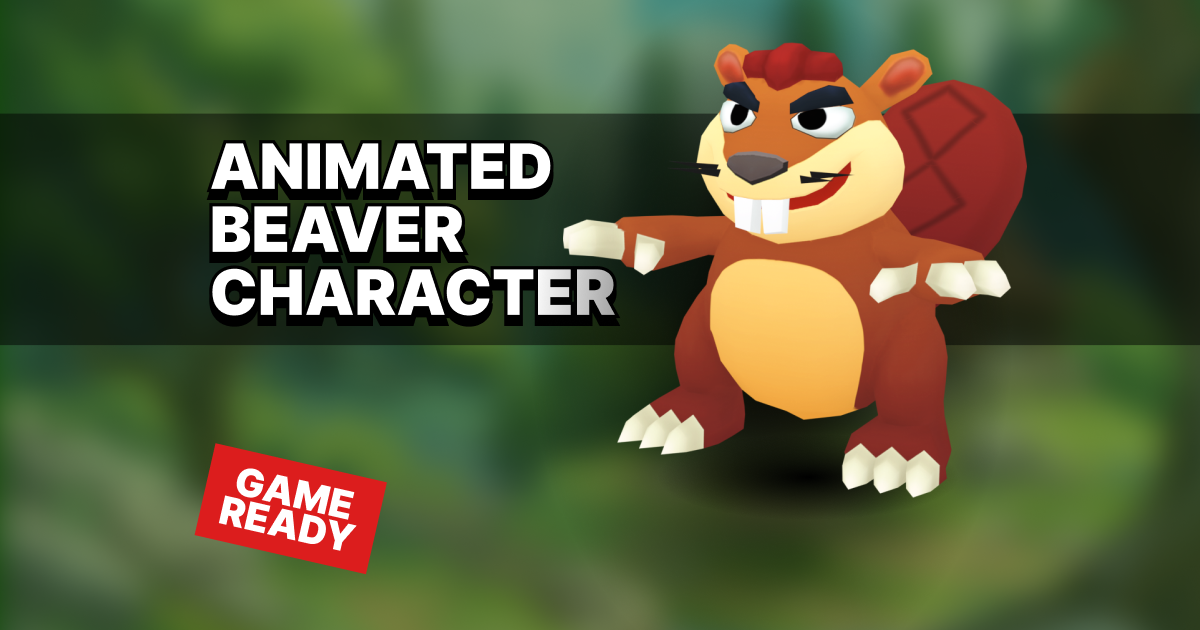 Animated Stylized fantastic Beaver cartoon lowpoly gameready enemy ...