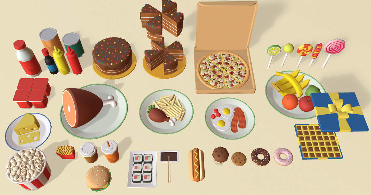 Cartoon Food Pack | 3D Food | Unity Asset Store