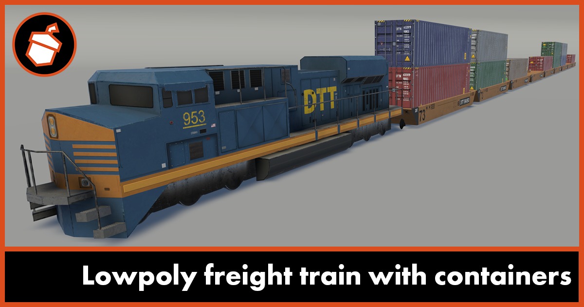 Lowpoly freight train with containers pack | 3D Land | Unity Asset Store