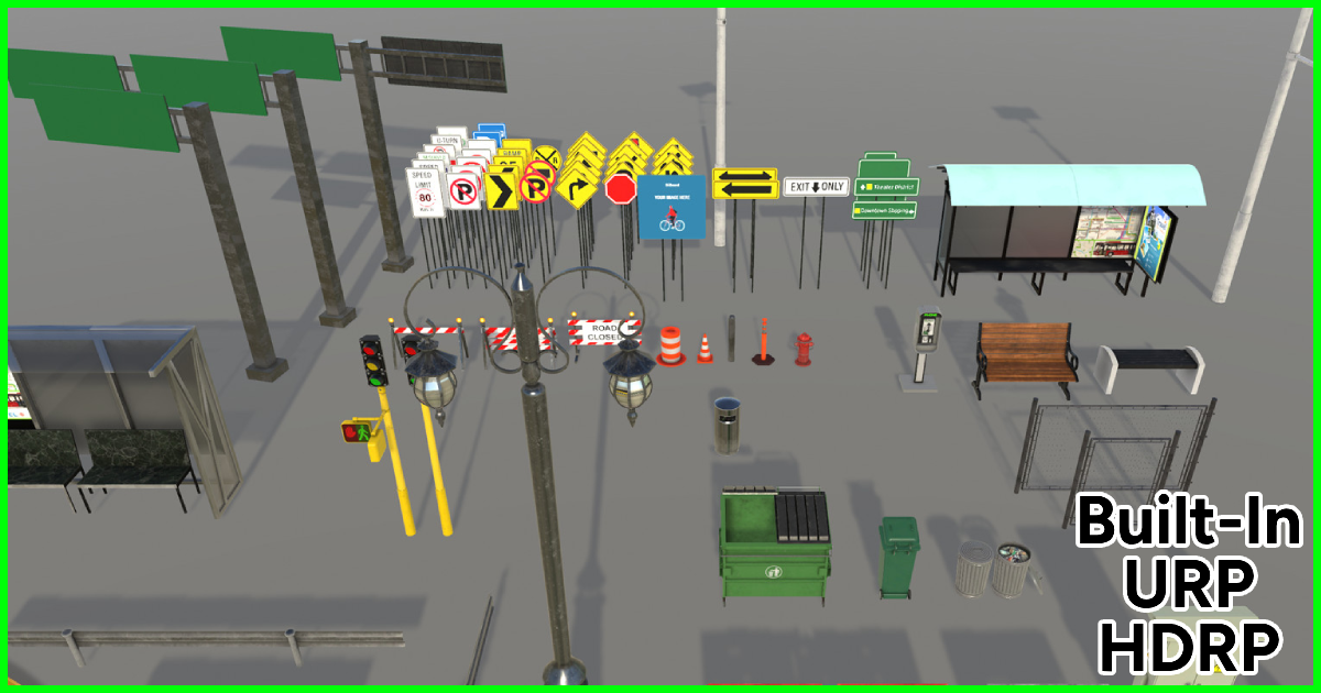 Street Props and Modular Roads | 3D Exterior | Unity Asset Store