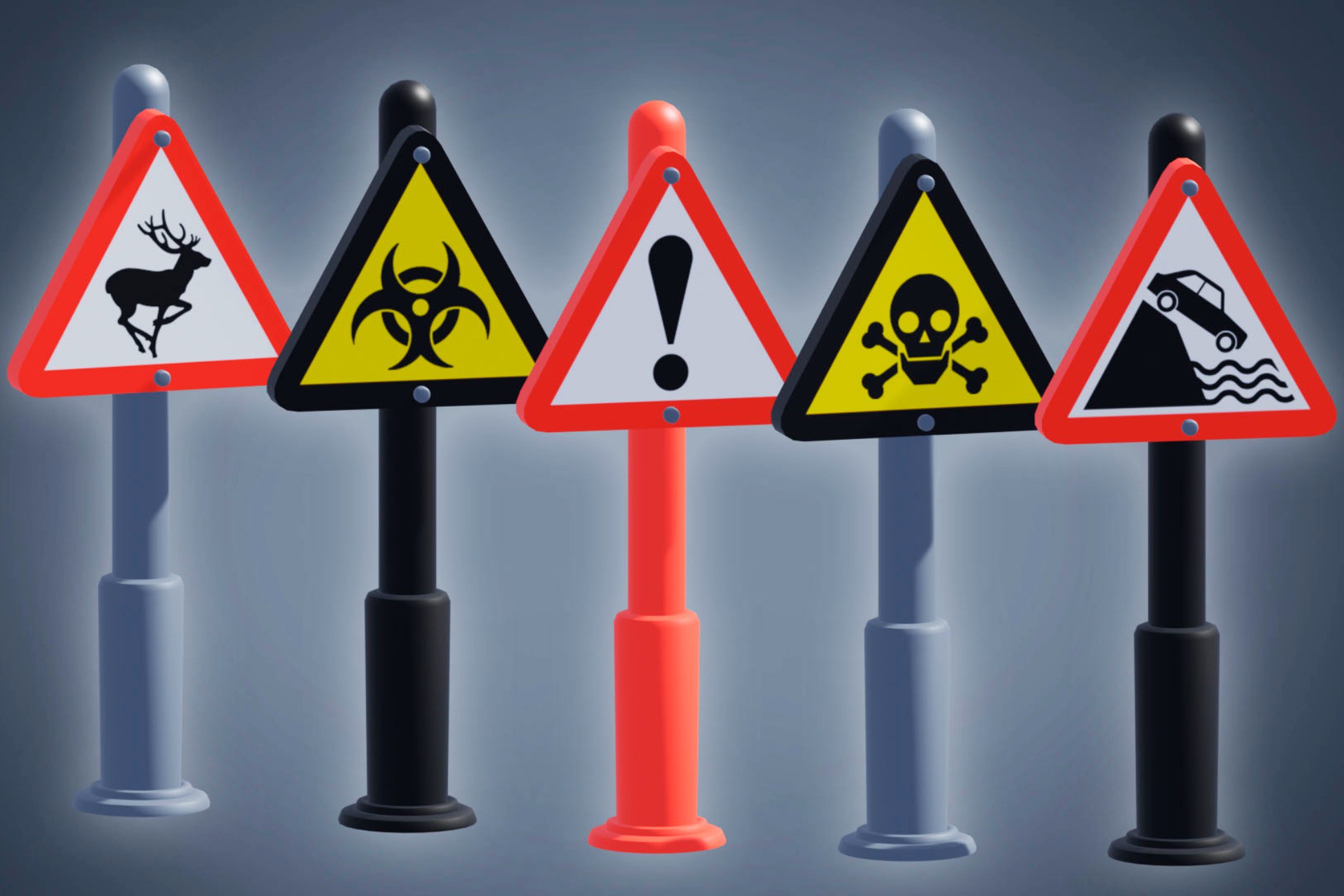 3D Cartoon Road Warning Signs | 3D Exterior | Unity Asset Store