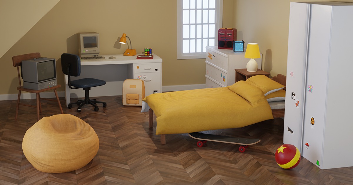 90s Kids Bedroom - HDRP | 3D Furniture | Unity Asset Store