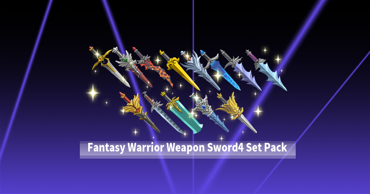 Fantasy Warrior Weapon Sword 4 Set Pack | 2D Icons | Unity Asset Store