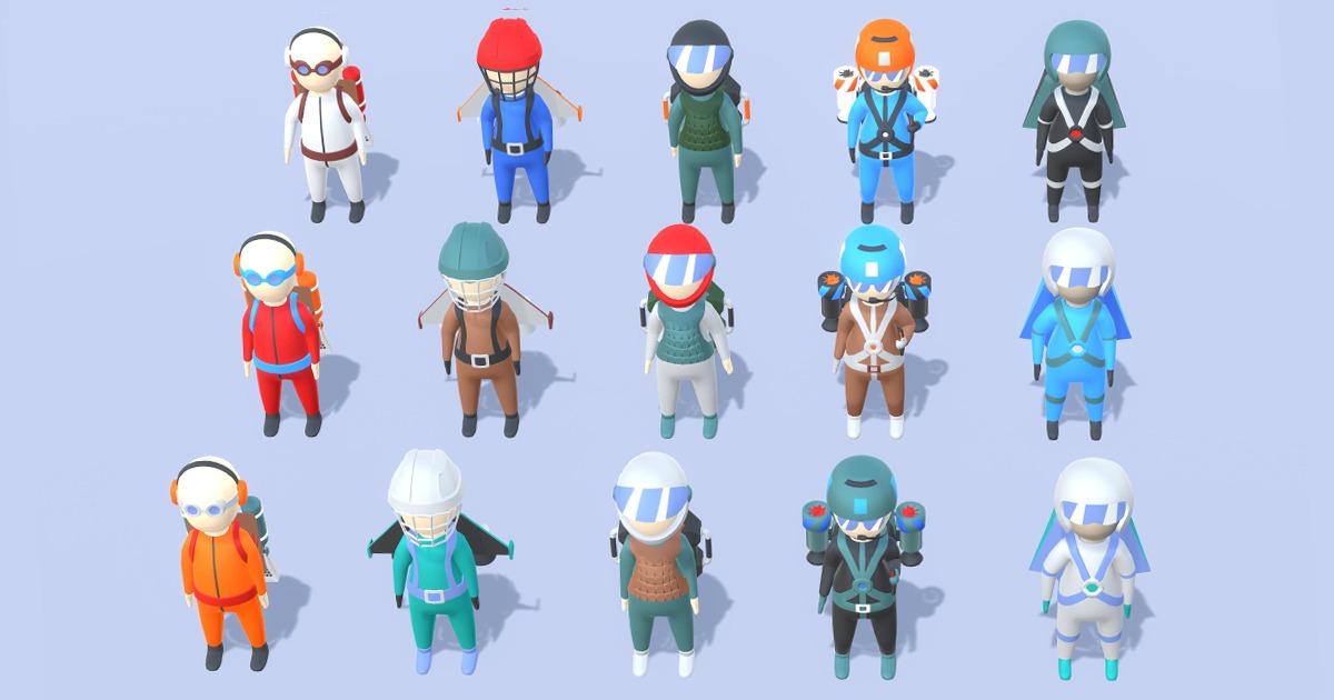 Hyper Casual Jetpack Pilots | 3D Characters | Unity Asset Store
