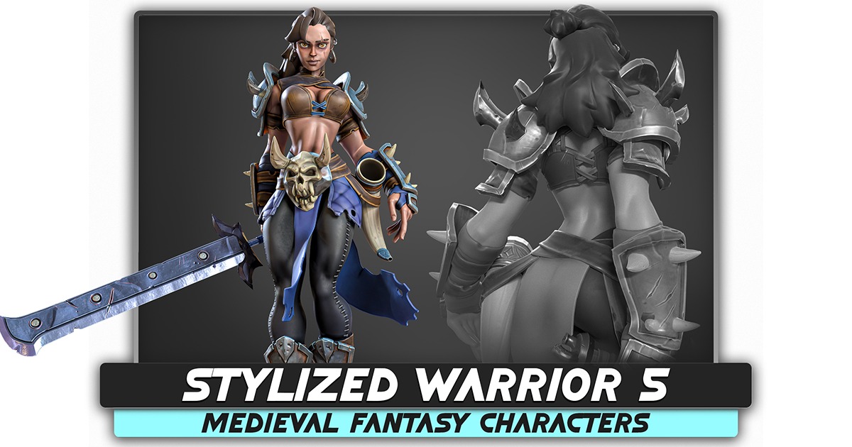 Stylized Warrior 05 - Female Hero Fantasy Characters - Medieval Heroes ...