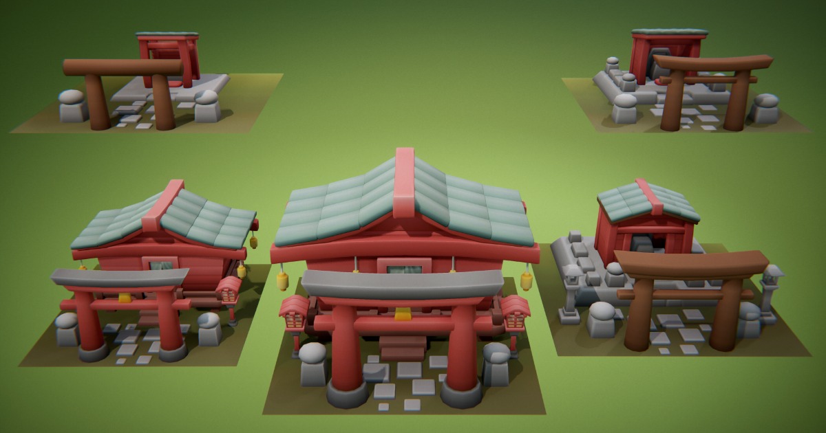 Japanese Shrine Building Level Up - 5 Levels | 3D Props | Unity Asset Store