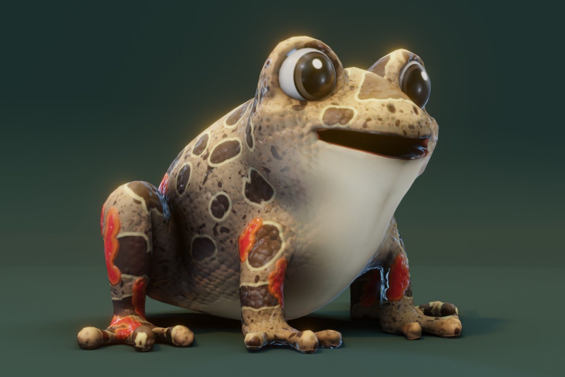 Cartoon Red-legged Frog with Facial Expressions and 12 Animations 3D ...