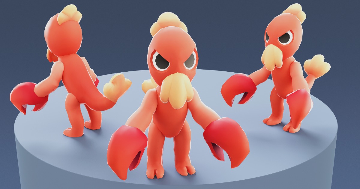 Cartoon Characters - Medium Lobster Warrior | 3D Creatures | Unity ...