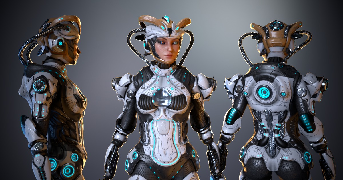 Cyborg cobalt girl low-poly model | Characters | Unity Asset Store