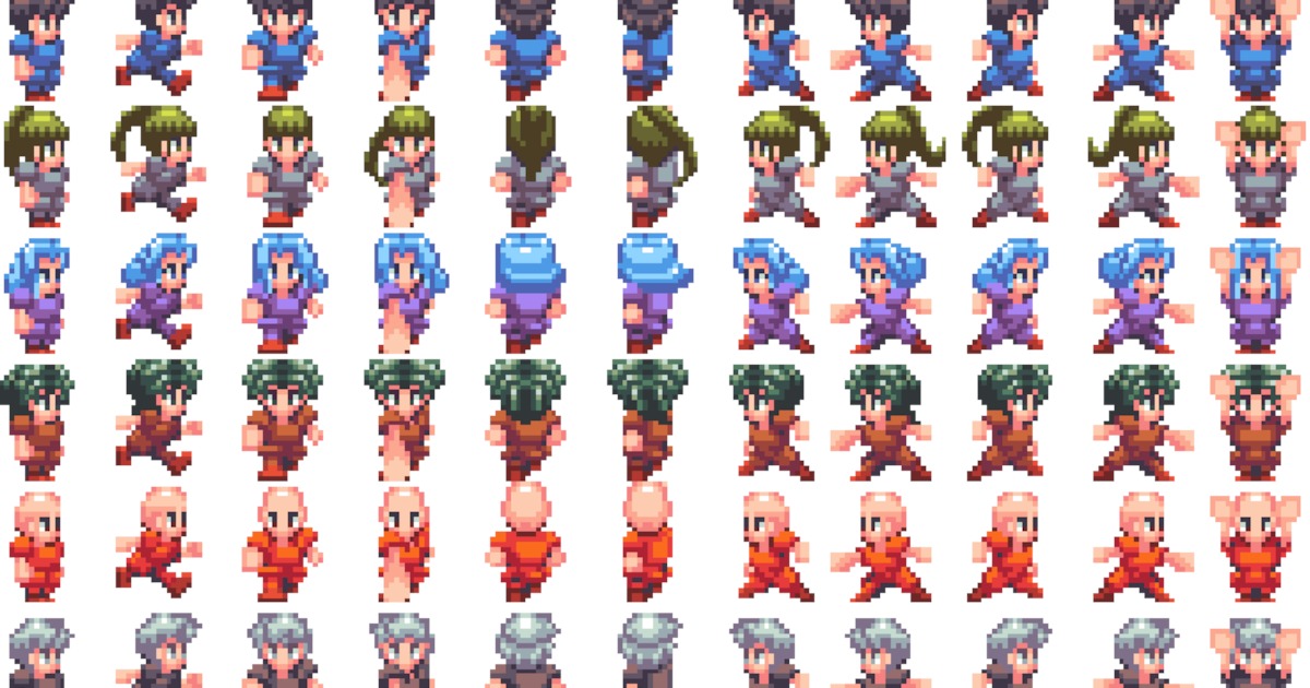 Retro Game Like Pc And Npc Character Material Pack 2d Characters Unity Asset Store