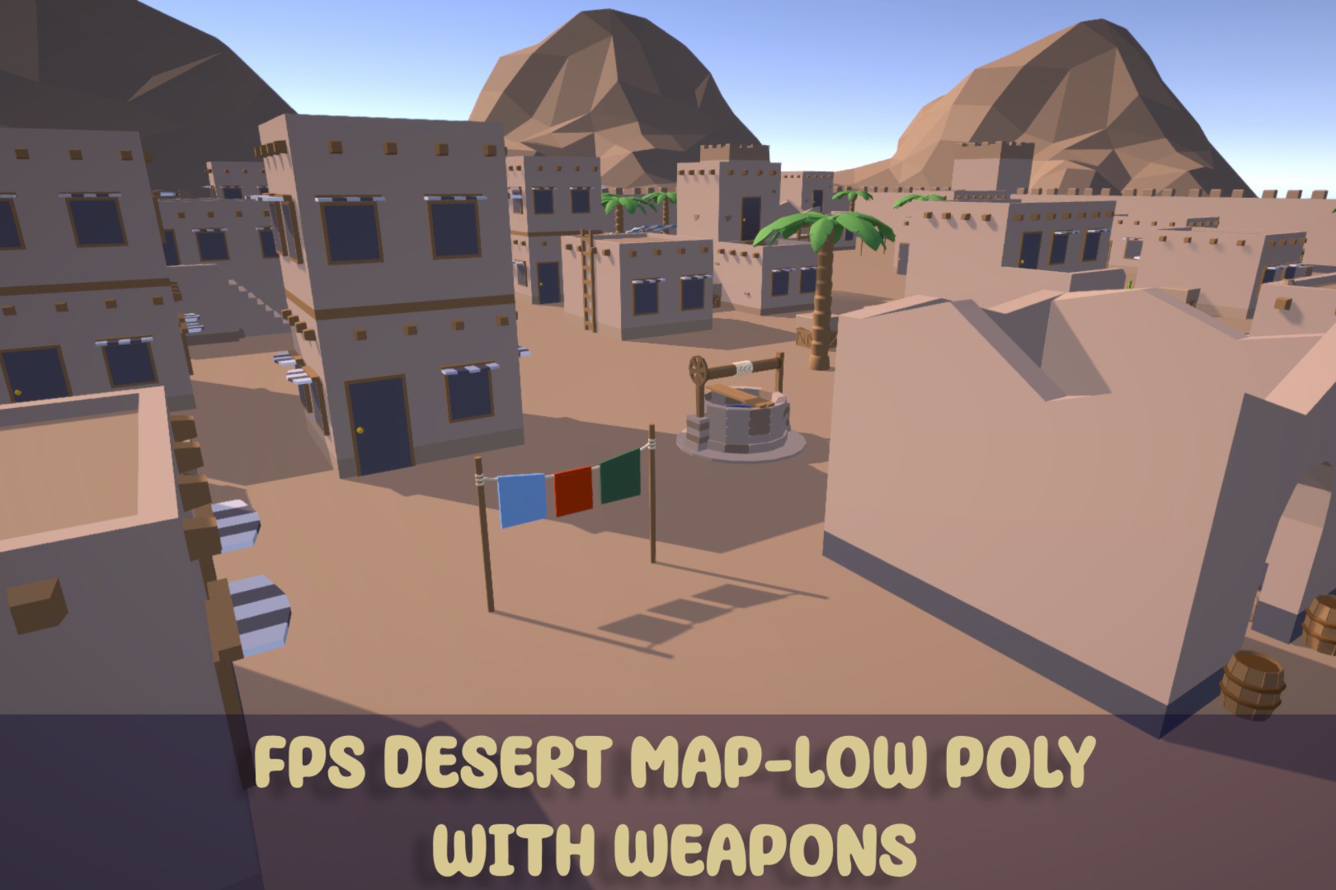 Low Poly Fps Desert Map With Weapons by AWBMEGAMES