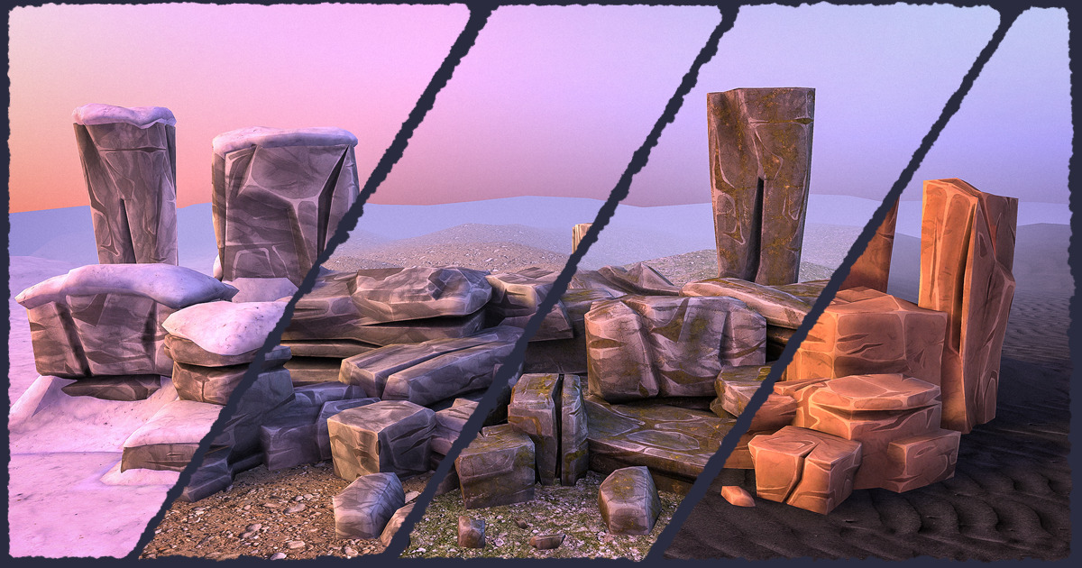 Low Poly Stylized - Hand Painted Rocks And Boulders | 3D 環境 | Unity ...